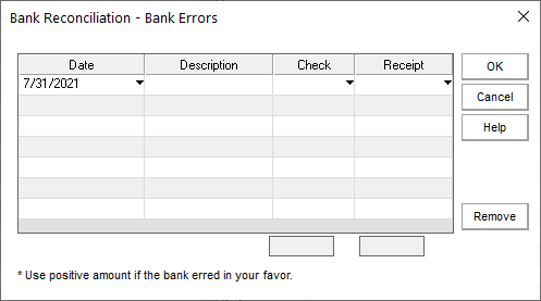 Working with Bank Errors