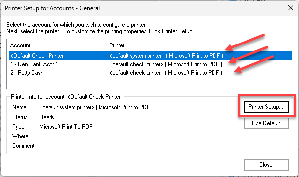 How to set printing defaults in PCLaw