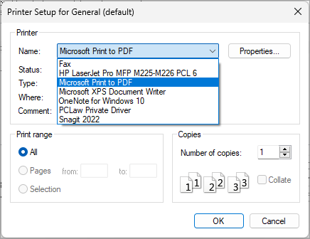 How to set printing defaults in PCLaw