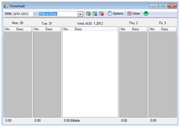 Timesheet in Time Matters