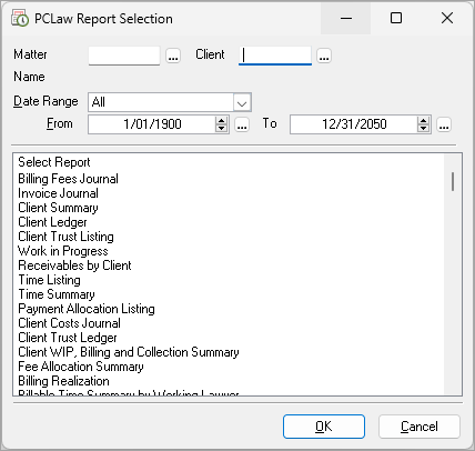 How to run PCLaw reports from Time Matters