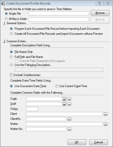 Creating Document Profile Records